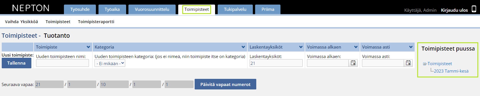 Creating a work schedule – Nepton Support