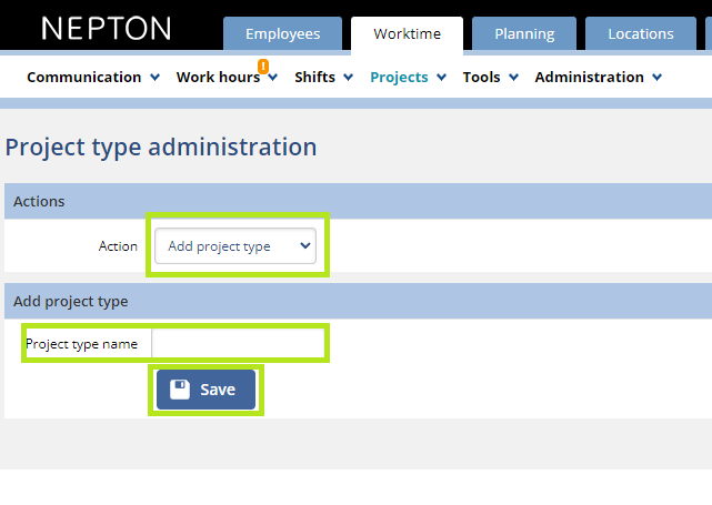Project types – Nepton Support