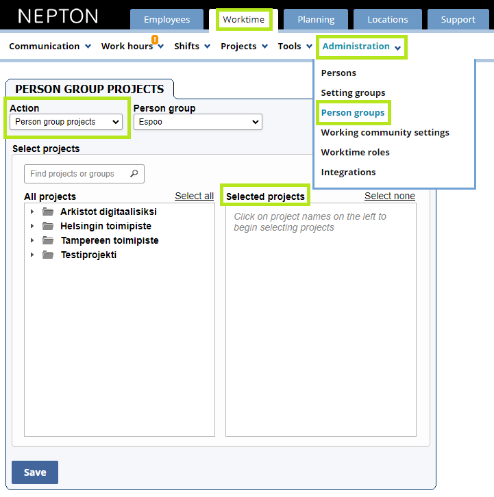 Person group projects – Nepton Support