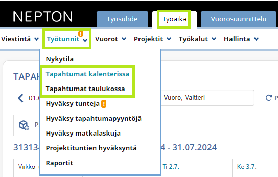 Vuorolistan tarkastelu ja tulostus – Nepton Support