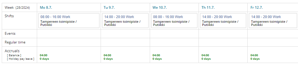 Viewing planned shifts – Nepton Support