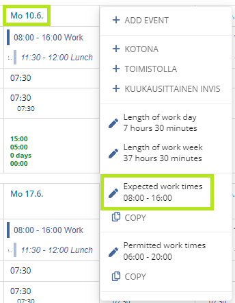 Expected work times – Nepton Support