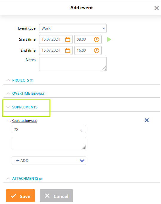 Recording event supplements – Nepton Support