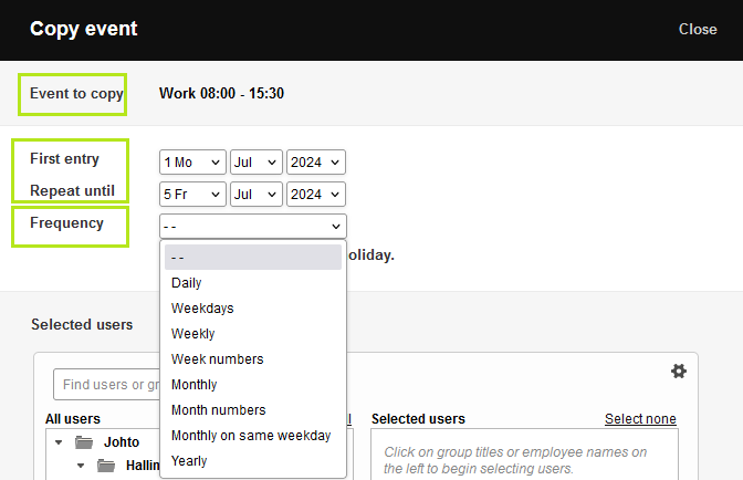 Copy event – Nepton Support