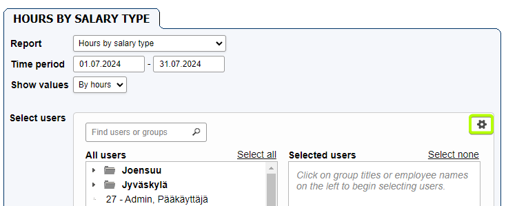 Filtering persons in worktime and project reports – Nepton Support