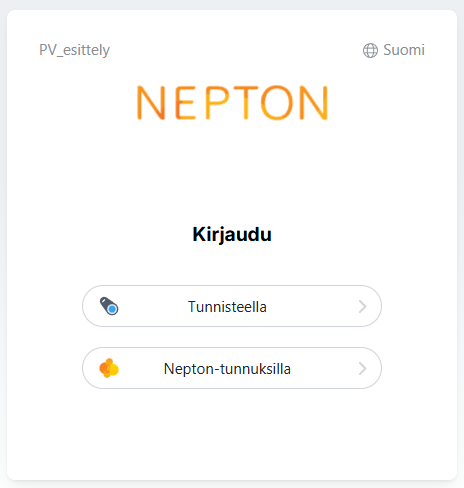 Kirjautuminen palveluun – Nepton Support