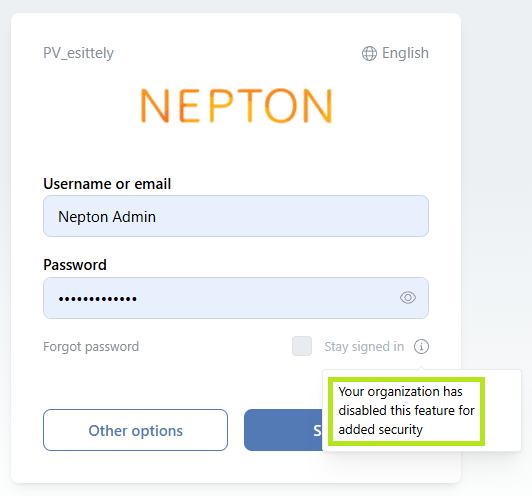 Login settings – Nepton Support