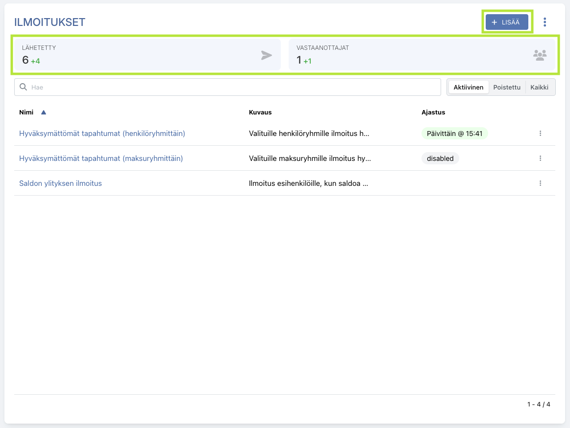 Ilmoituksen luominen – Nepton Support