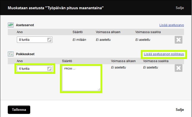 Configure exceptions to settings – Nepton Support