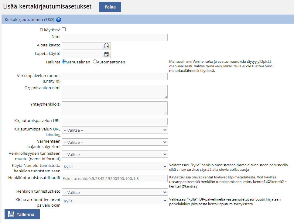 SAML SSO-kirjautumisen käyttöönotto – Nepton Support