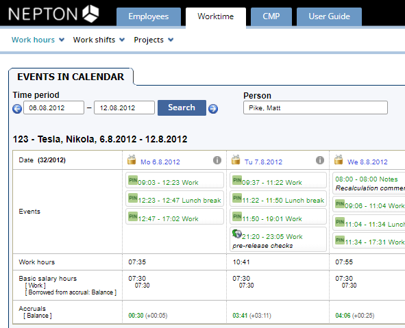 Worktime roles – Nepton