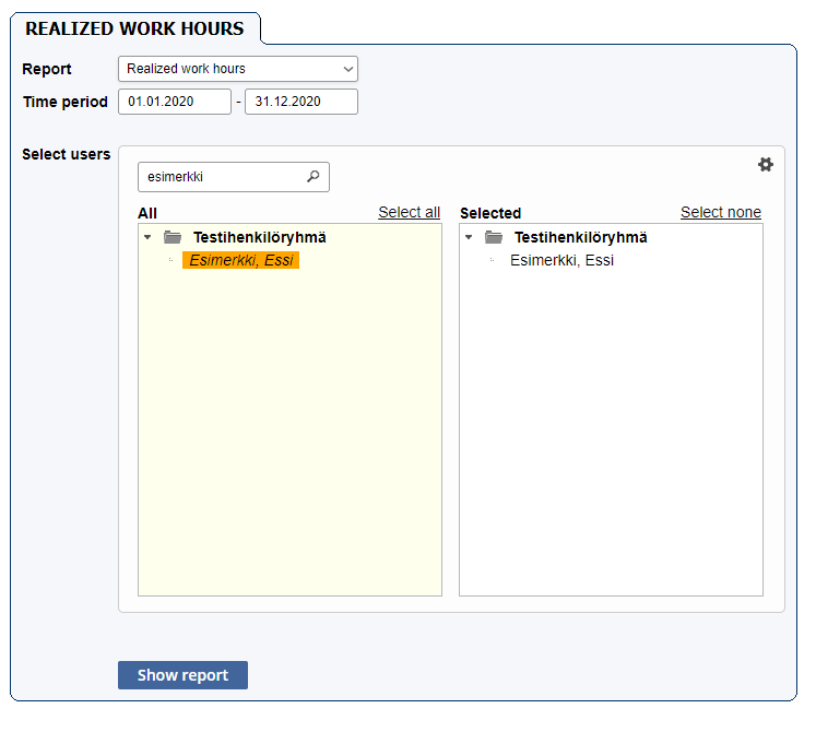 Realized work hours – Nepton Support