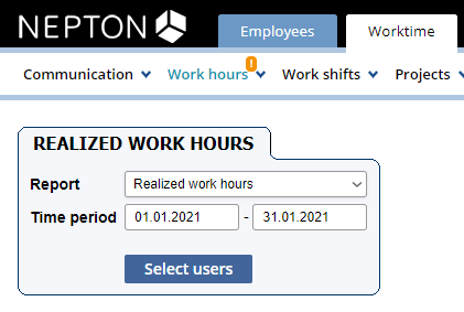 Realized work hours – Nepton Support