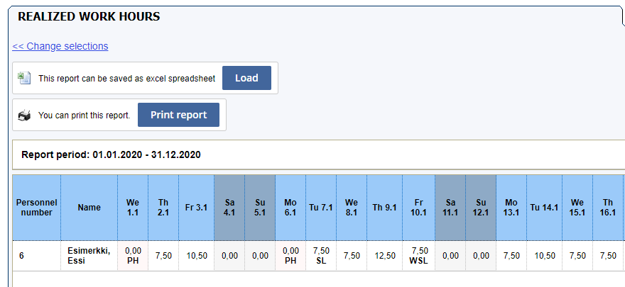 Realized work hours – Nepton Support