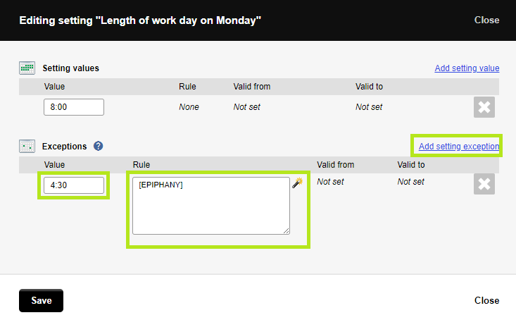 Configure exceptions to settings – Nepton Support
