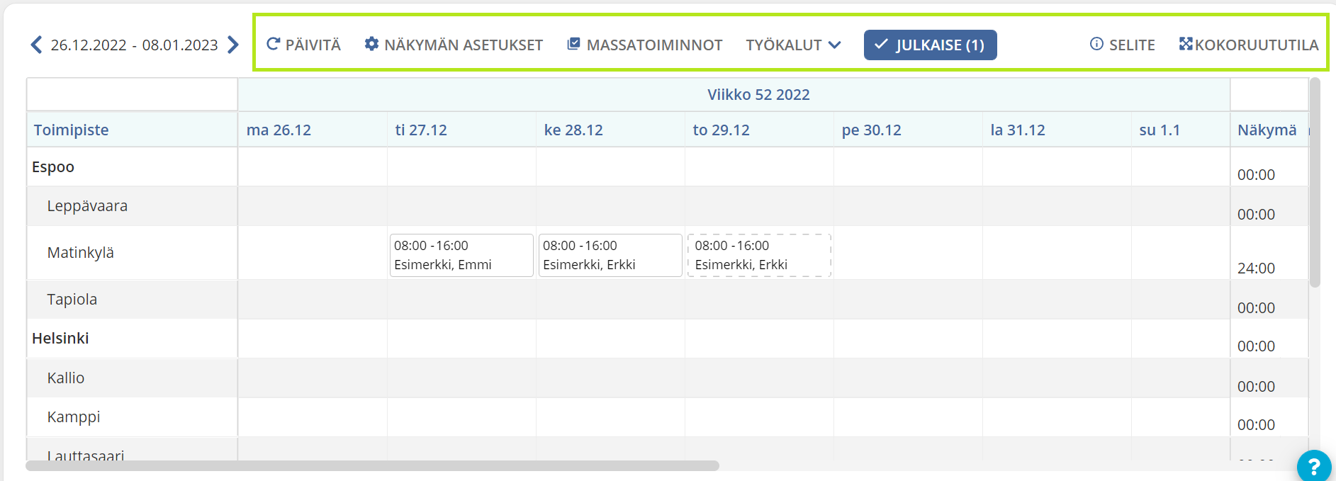 Work shift planning - General information – Nepton Support